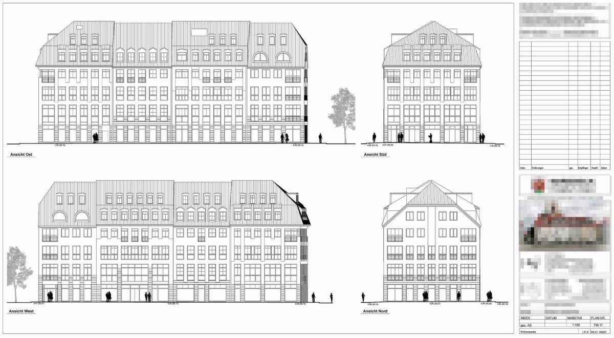 2D Ansichten, die aus dem 3D ArchiCAD Modell generiert wurden ...