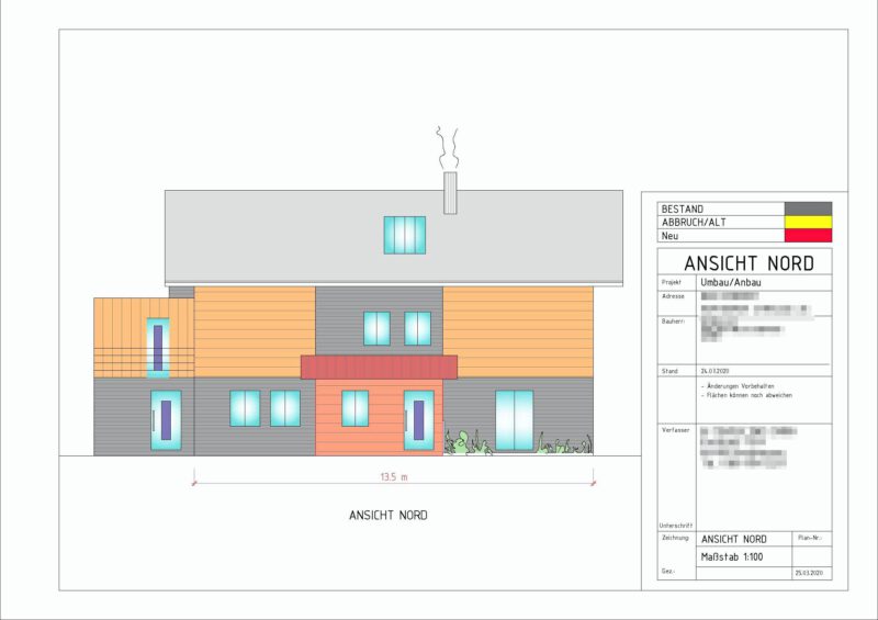 ANSICHT NORD Baugesuch - Grundriss zeichnen, Bauplan zeichnen, CAD Plan ...