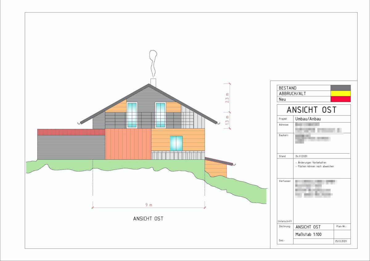 ANSICHT OST Bauantrag - Grundriss zeichnen, Bauplan zeichnen, CAD Plan ...
